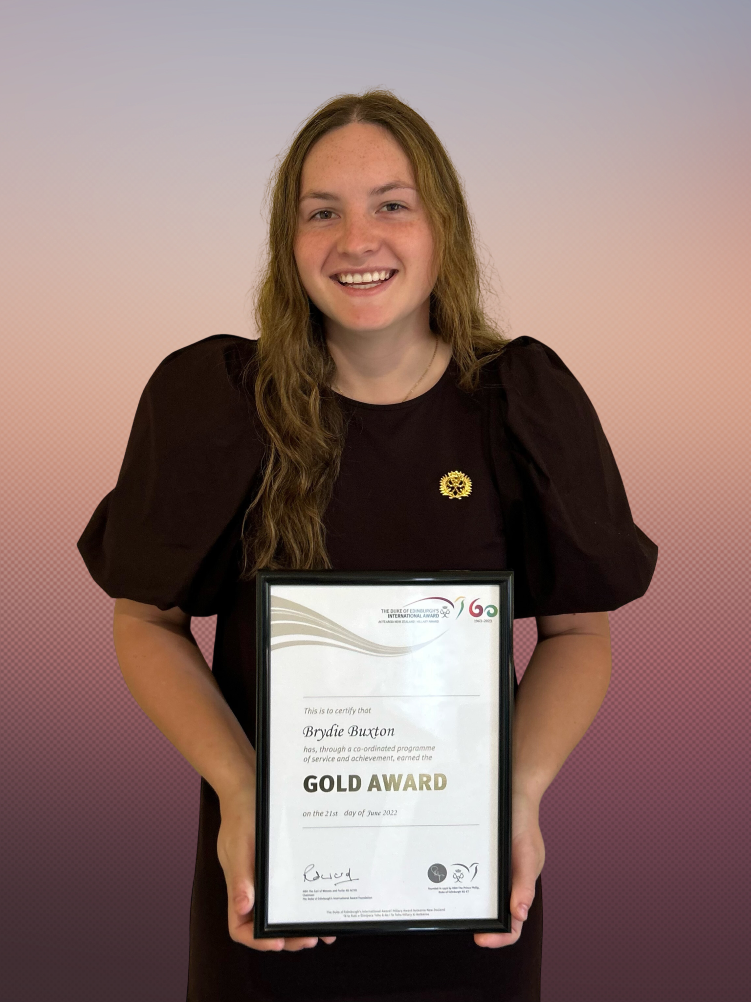 Brydie Buxton Gold Award! - Te Kauwhata College